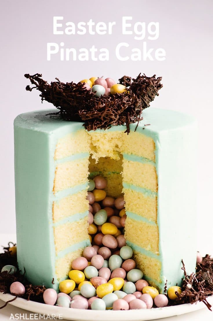 Easter Egg Pinata Cake with Chocolate Nest - recipe and video - Ashlee ...